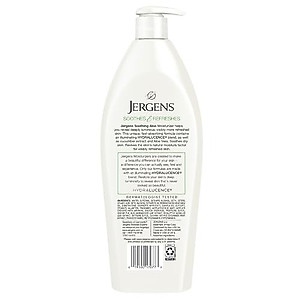 Jergens Soothing Aloe Body Lotion, Aloe Vera Body and Hand Moisturizer, Illuminating Hydralucence Blend, with Cucumber Extract, Dermatologist Tested, 21 Oz