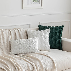 SHITURRE Christmas Snowflake Decorative Throw Pillow Covers Set of 2 Packs, Soft Fluffy Pillowcases for Home Décor, Boho Pillow Covers for Couch Bedroom(White-Snowflake, 18"x18")