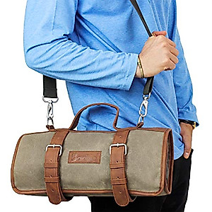 Barillio Bartender Bag Travel Bartender Bag | Waxed Canavs Bar Kit Bag for Carrying Bar Tools | Professional Bartender Roll with Shoulder Strap for Perfect Storage (Bag Only)…