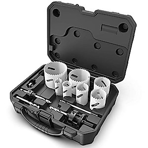 Ryker Hole Saw Kit with Arbors and Replacement Drill Bits, Heavy Duty Steel Construction for Boring Wood, Aluminum, Metal, or PVC, Plumbing and DIY Carpentry (Bi Metal - Metal Hole Saw Kit)
