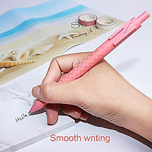 Cute Refillable Ballpoint Pens Black Ink for Journaling Writing Quick Dry Gel Ink Pens 0.5mm Assorted Patterns for Girls Women (Koi 5 PCS)