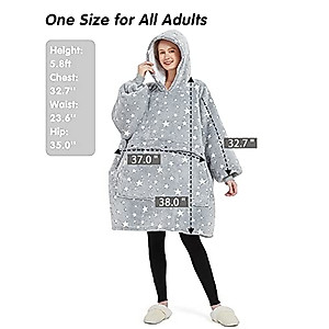 Wearable Blanket Hoodie Oversized Sherpa Blanket SweatshirtFlannel Blanket with Large Pocket Gift for Women Glow in the Dark Cute Star