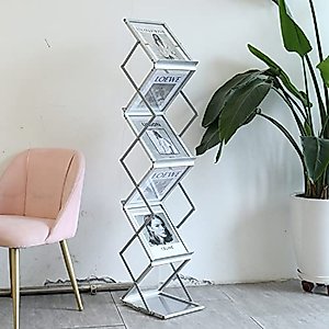 Nisorpa Literature Rack, Foldable Magazine Rack Office Racks & Displays Magazine Rack Catalog Brochure Display Stand Holder Catalog for Trade Show Exhibitions Office Retail Store, 3 height adjustable,