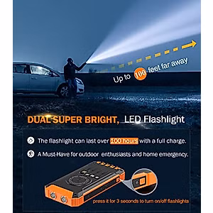 GOODaaa Power Bank Wireless Charger 36000mAh Built in 4 Cables and Dual Flashlights 15W Fast Charging Power Bank Six Outputs Three Inputs Solar Portable Charger Compatible with All Mobile Devices