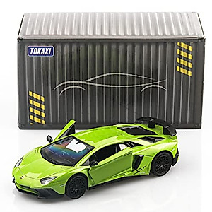 TOKAXI 1/36 Scale Lamborghini Aventador LP750-4 SV Diecast Cars Models,Pull Back Vehicles Toy Cars,Cars Gifts for Boys Girls (Green)