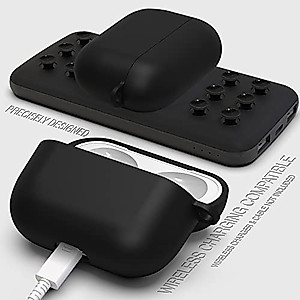 Hybrid Silicone Protective Case Compatible with AirPods 3, AirPods 3rd Generation 2021 with Keychain Slim Two Piece Snaps On Case Black Thin Blue Line Flag