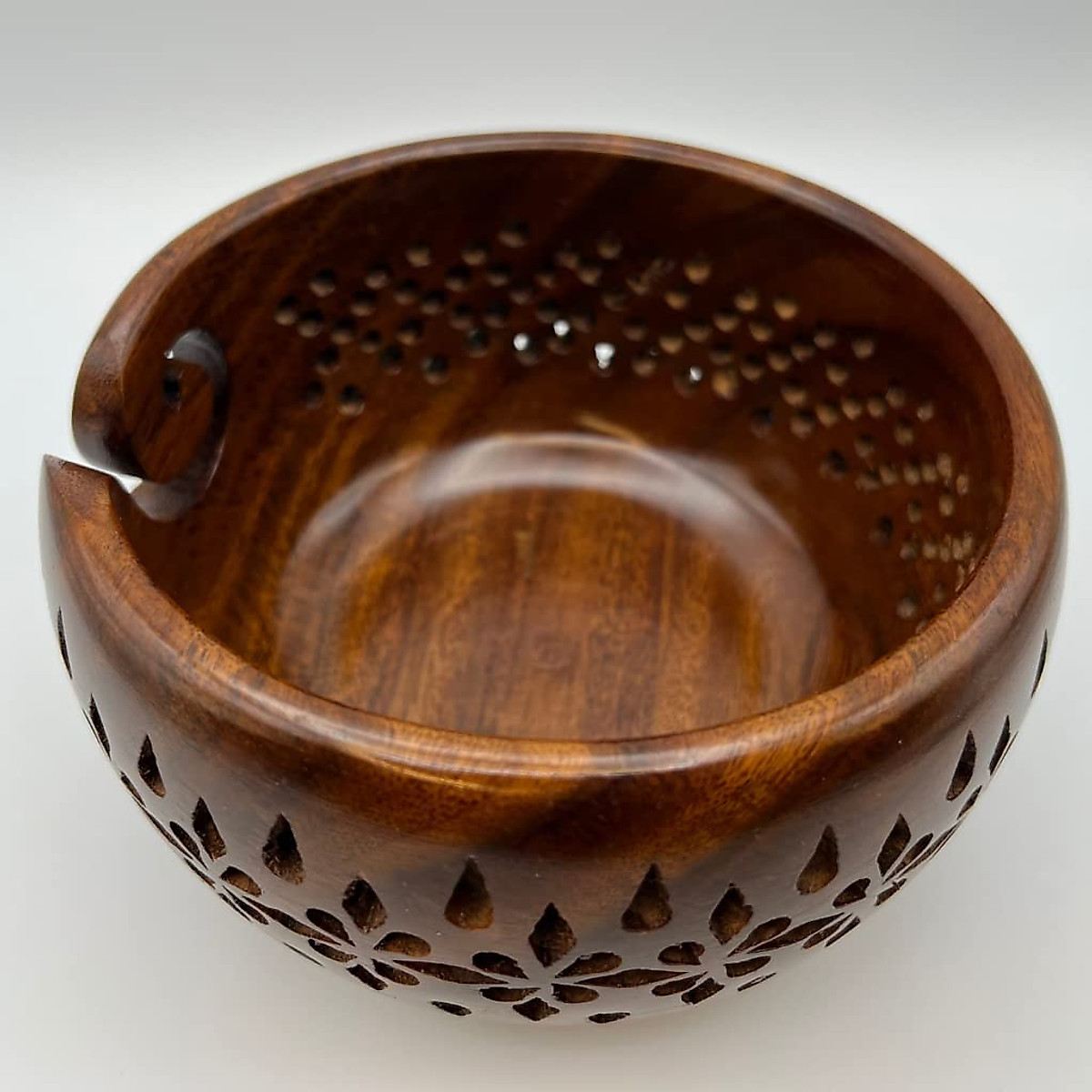 Revolution Fibers Premium"Victoria" Yarn Bowl for Knitting, Crochet, Sewing & Crafts | Portable and Beautifully Handcrafted Rosewood Yarn Bowl for Your Projects