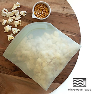 Lotus Reusable Silicone Food Storage Bags Silicone Freezer Bags-Microwave & Dishwasher Safe Reusable Storage Bags Silicone Zip Lock Bags, BPA Lead Toxin Free Sustainable Silicone Storage Bags for Food