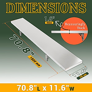 KUAFU 70.8L x 11.6W Folding Concession Window Shelf Stand Serving Wall Mounted Shelf for Food Truck Restaurant Bar Utility Room Kitchen Garage Heavy Duty Stainless Steel (66 LBS Loading Capacity)