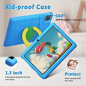Freeski Kid Tablet 10 Inch, Android 10 Tablet for Kids, 10.1’’ HD IPS Display Tablet PC, Kidoz Pre Installed, Parental Control, 2GB +32GB, Quad Core Processor, Wi-fi, Bluetooth, Kid-Proof Case (Blue)