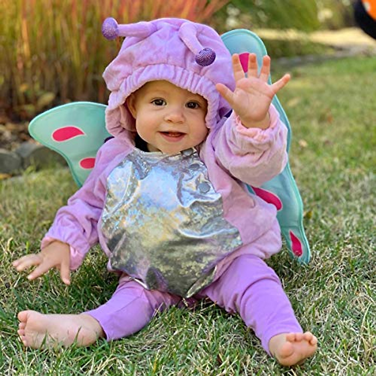 Baby Toddler Unisex Animal Themed Plush Hooded Pull Over with Attached Animal Spirit Hood (Purple Butterfly, 6-12 Months)