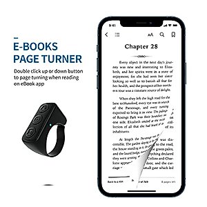 TIKTOK Bluetooth Remote Control, Kindle App Page Turner, Camera Selfie Remote, Tiktok Scrolling Ring for iPhone iPad iOS, Android (Black)