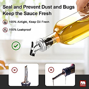 GMISUN Olive Oil Dispenser Bottle, Oil Dispenser Bottle for Kitchen, Cooking Oil and Vinegar Dispenser Set 4Pack, Glass Oil Container Cruet-Oil Pourer Spout, Funnel and Labels, Clear for Oil, Vinegar