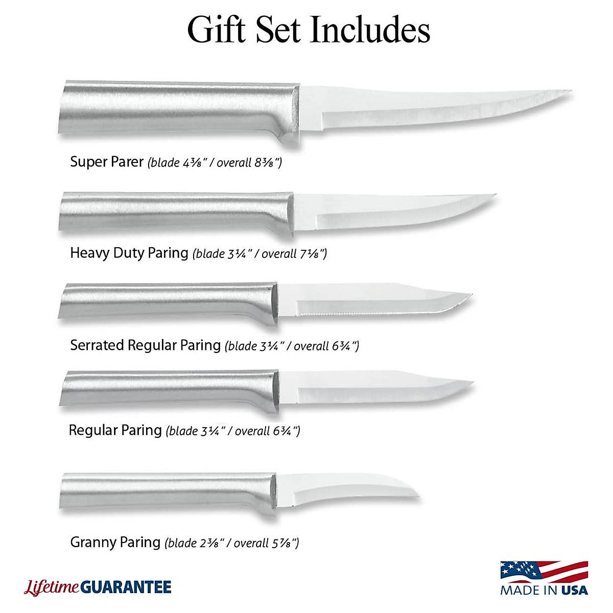 Rada Cutlery Paring Knife Set – 6 Knives with Stainless Steel Blades With Aluminum Handles Made in the USA