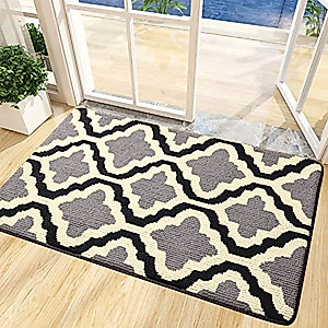 Kitinjoy Indoor Door Mat, Non-Slip, Absorbent, Dirt Resist, Entryway Mat, Low-Profile Inside Welcome Front Doormats for Entrance(32x20 inches, Grey)