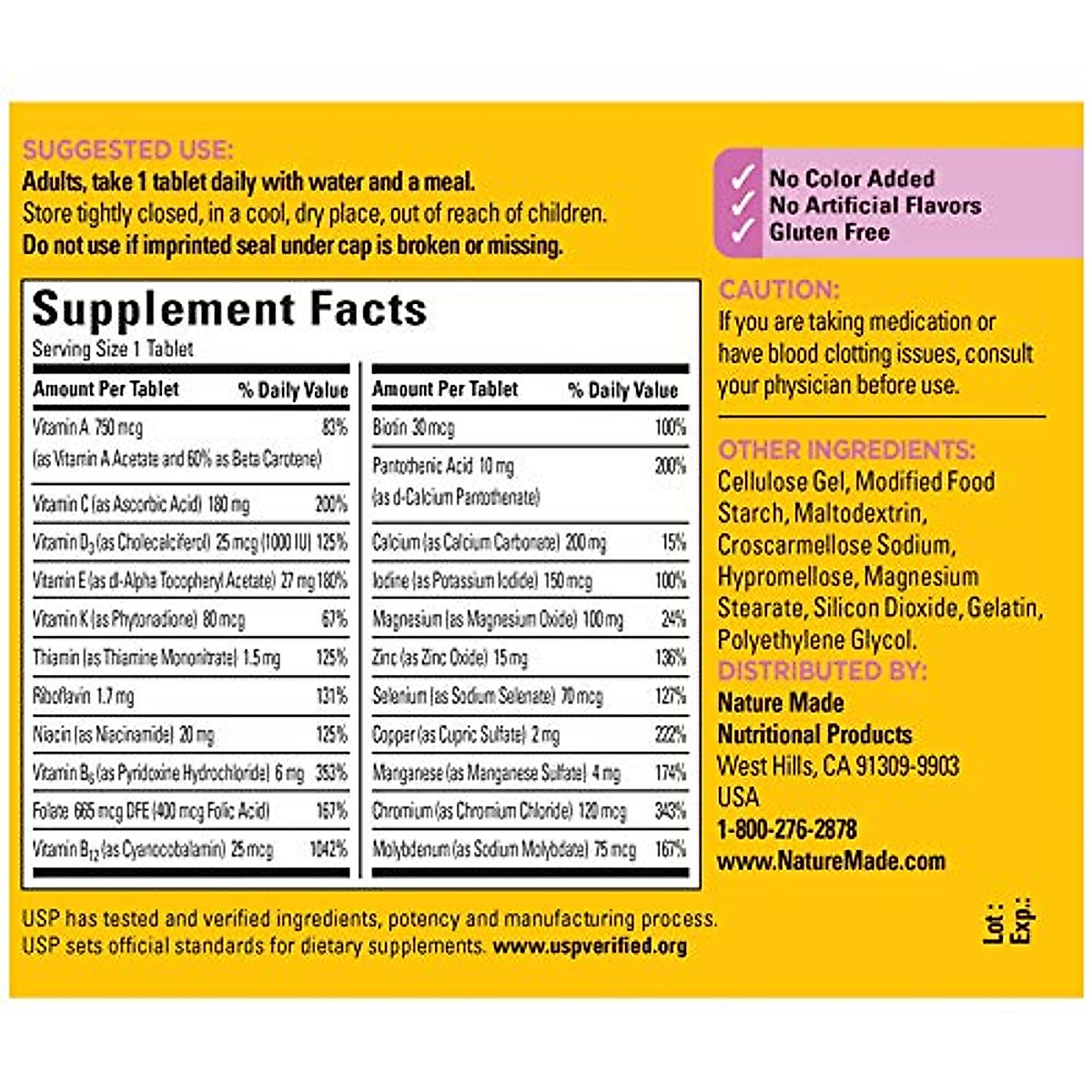 Nature Made Women's Multivitamin 50+ Tablets, 90 Count for Daily Nutritional Support