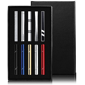 CASSIECA 10 Pcs Tie Clips for Men Classic Tie Bar Set for Regular Ties Necktie Wedding Business Clips with Gift Box