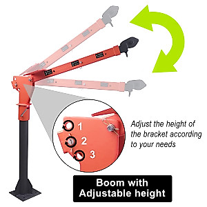 1100lb Folding Truck-Mounted Bed Crane Hoist Lift Pickup Electric Winch 2500 lb 12V, Painted Steel Pickup Truck Jib Cranes 360 Swivel (2500 Davit Crane)