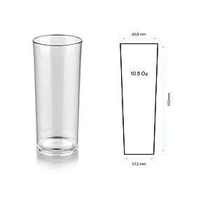 Premium Quality Plastic Drinking 10.8-ounce Glasses, Clear, Unbreakable Polycarbonate Highball Tumblers for Water, Juice, Cocktails, Dishwasher Safe, Tall for Indoor Outdoor Use, Reusable (Set of 4)