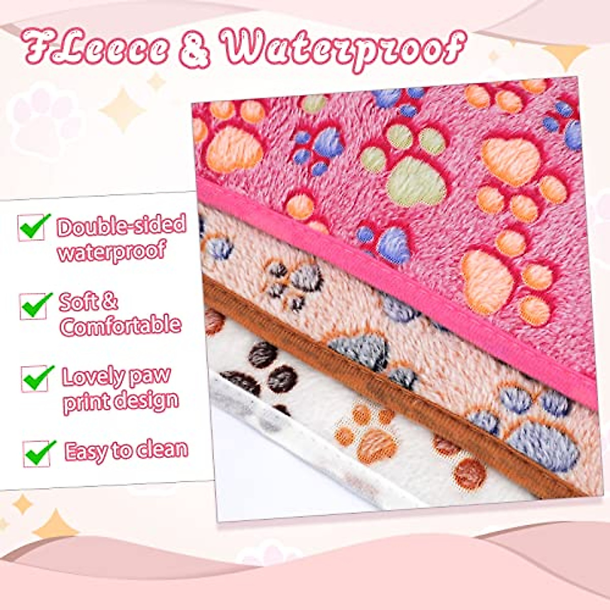 YUEPET Waterproof Guinea Pig Blankets Washable 3 Pack Small Animal Fleece Cage Liners Pet Soft Sleep Mat Pad Cover Warm Flannel Throw for Hamster Guinea Pig Rabbit Chinchilla Hedgehog Ferret 23"×16"