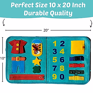 SousBear Toddler Busy Board 1+ Year Old, Sensory Board for Toddlers 2 3 4, Engaging Activity Board Gifts for Girls & Boys, Fun & Educational Montessori Busy Board, Travel, Car, Airplane,