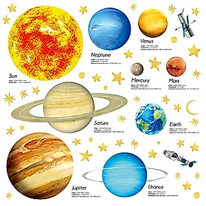 DECOWALL DS9-2007 Solar System Kids Wall Stickers Wall Decals Peel and Stick Removable Wall Stickers for Kids Nursery Bedroom Living Room d?cor