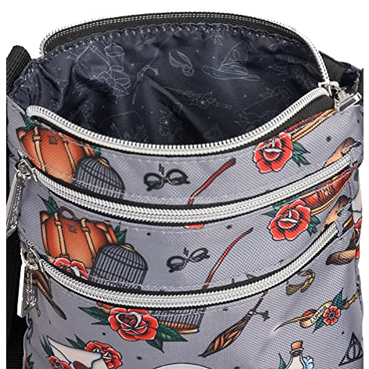 Loungefly Harry Potter Passport Crossbody Travel Bag AOP Relics Tattoo Print