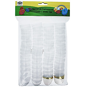 Set of 48 Easter Egg Assortment: 46 Transparent, 1 Gold, and 1 White Plastic Egg