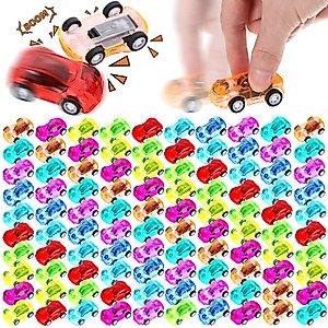 100 Pcs Mini Pull Back Cars Bulk Plastic Racing Vehicles Pull Back Car Friction Powered Small Racing Cars Playsets for Kids Birthday Christmas Classroom Prizes Goodie Bags Fillers Classroom Prizes