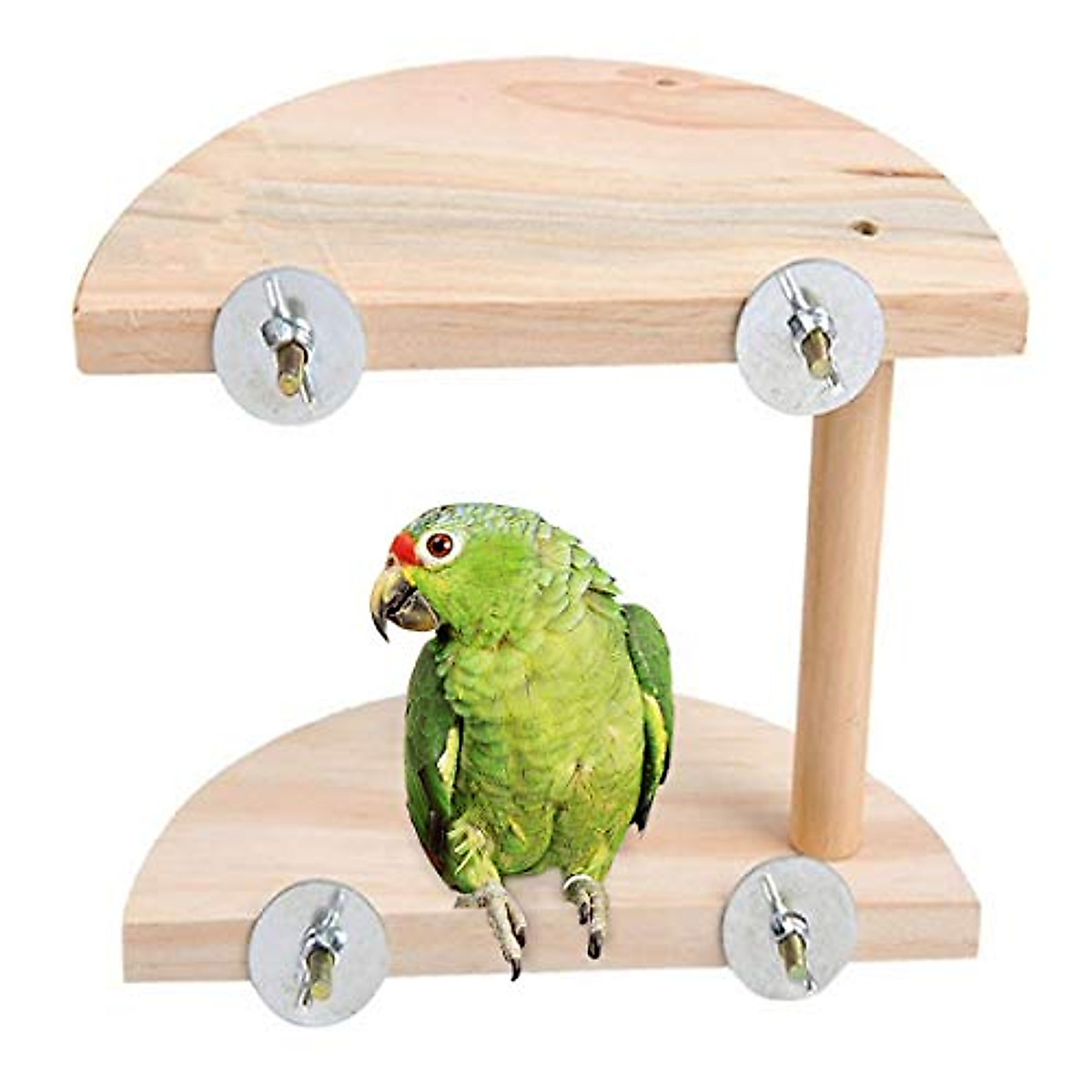Hamiledyi Squirrel Gerbil Dwarf Wooden Platform, 2-Level of Natural Hamster Standing Platform Chinchilla Cage Accessories, Birds Perch Parrots Activity Playground