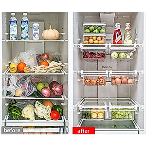 Guanniao Fridge Organizer Drawer Refrigerator Drawer Organizer Pull Out Plastic Fridge Storage Bins Containers for Fruit Vegetable (17.3inch-2Organizer)