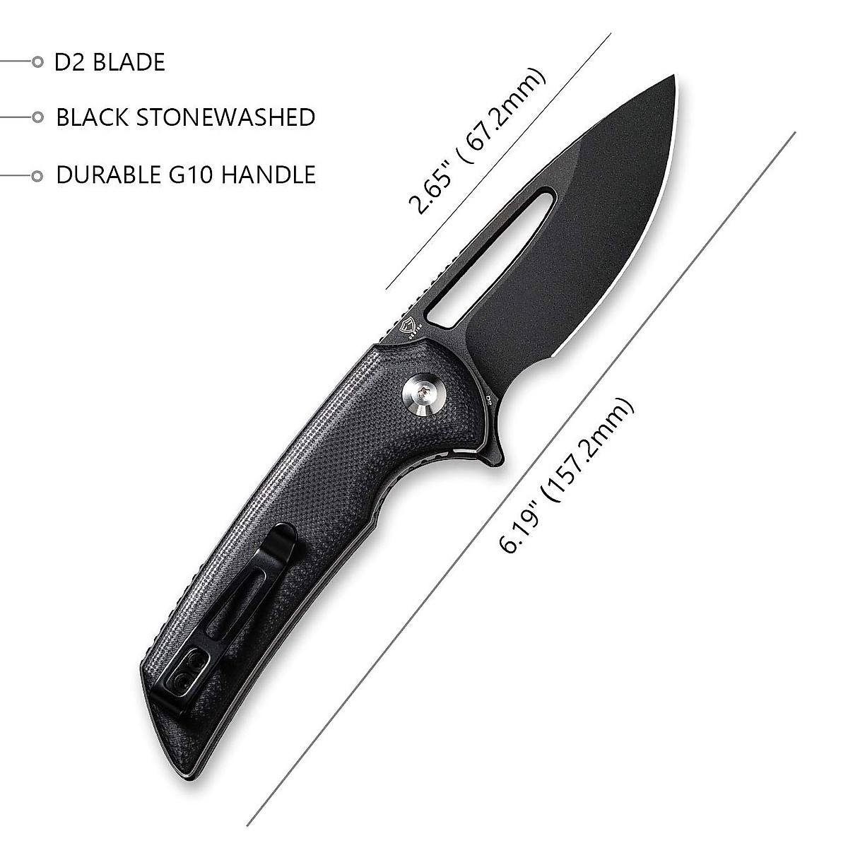 CIVIVI Odium Small Folding Knife –2.65" Black Stonewashed D2 blade, G10 Handle, Ball Bearings Pivot, Flipper Opening Knife with Reversible Deep Carry Clip C2010E (Double Black)