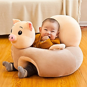 AIPINQI Baby Support Sofa, Infant Sitting Chair Safe Baby Sofa Chair Baby Sit Up Chair Back Head Protect Seat Learn to Sit Chair for Toddlers 3-24 Month Baby Floor Plush Lounger (Piggy)