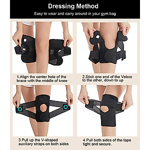 Knee Brace with Side Stabilizers, Professional Knee Compression Support Brace for Men Women, Adjustable Knee Wrap with Patella Pad, Relief Pain for Meniscus Tear ACL MCL Arthritis Injuries (Black, L)