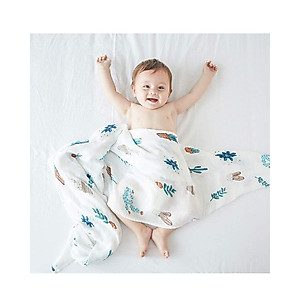 Little Jump Swaddle Blankets Muslin -Catus Print Large Size 47"x 47" Receiving Blanket - Gender Neutral Baby Blanket (Potted Plant)