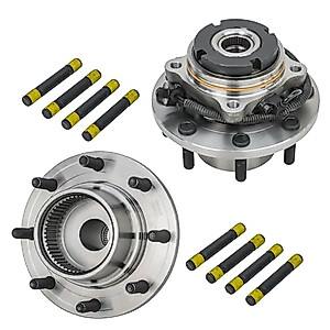Detroit Axle - 4WD Front Wheel Bearing Hubs for 99-04 Ford F-250 F-350 F-450 F-550 Super Duty [DRW; 4-Wheel ABS], 1999 2000 2001 2002 2003 2004 Ford Wheel Bearing and Hubs Assembly Set Replacement