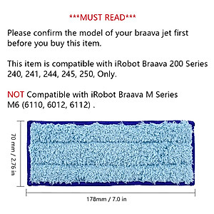 Neutop Replacement Washable & Reusable Wet Mopping Pad Compatible with iRobot Braava Jet 240, 241, 244, 245, 250 Robot Mops, Blue, 6-Pack.