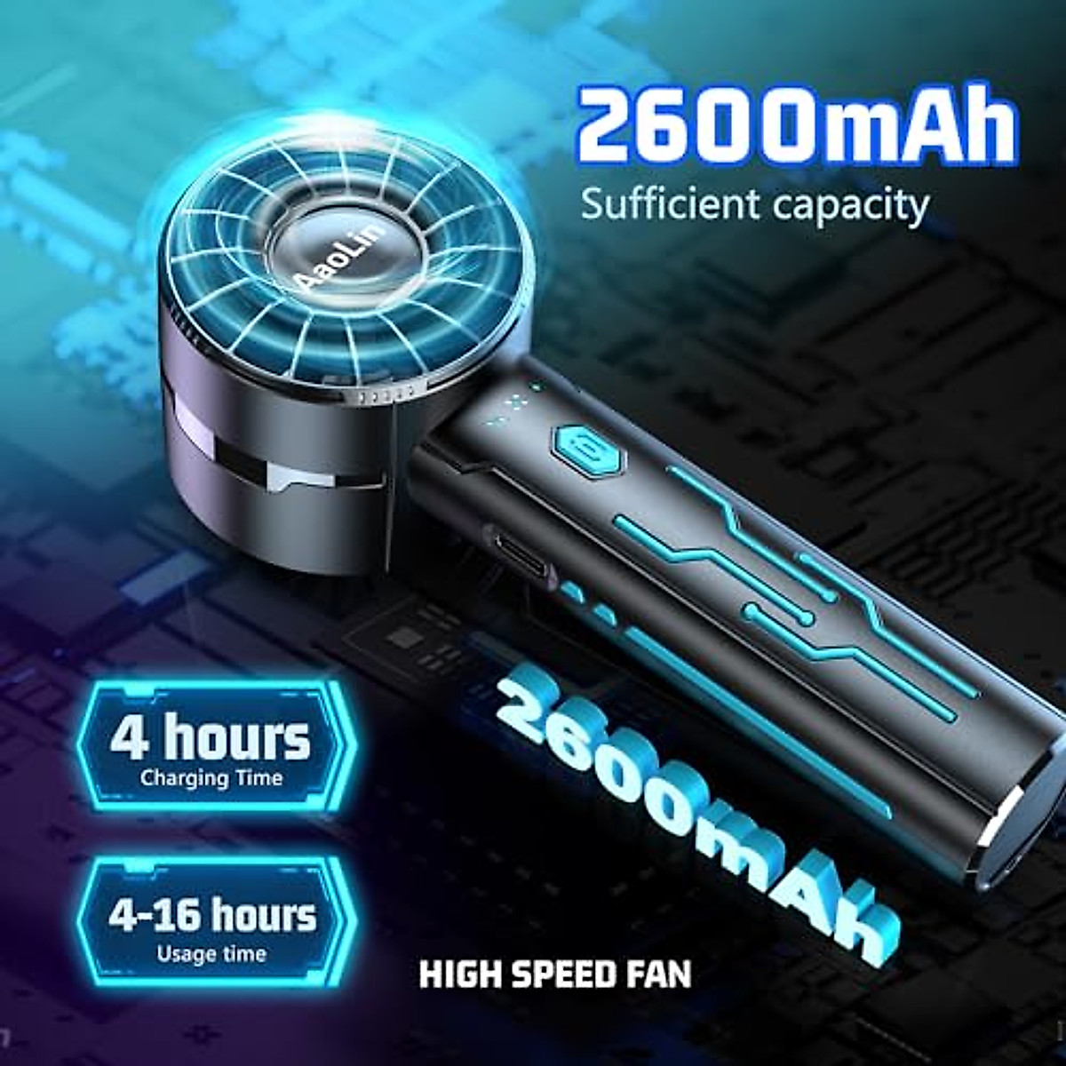 2pcs portable handheld fan personal fan portable neck fan small rechargeable fan usb mini small fan high speed motor lasts 4-16 hours 4-speed lanyard fan for summer outdoor travel children women gift