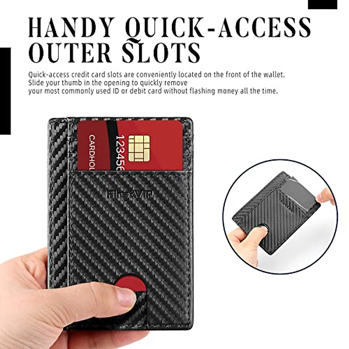 FirstVIP Ultra Slim Wallet for Men - Genuine Leather, RFID-Blocking, Lightweight, Includes Card Holders, Fade Resistant