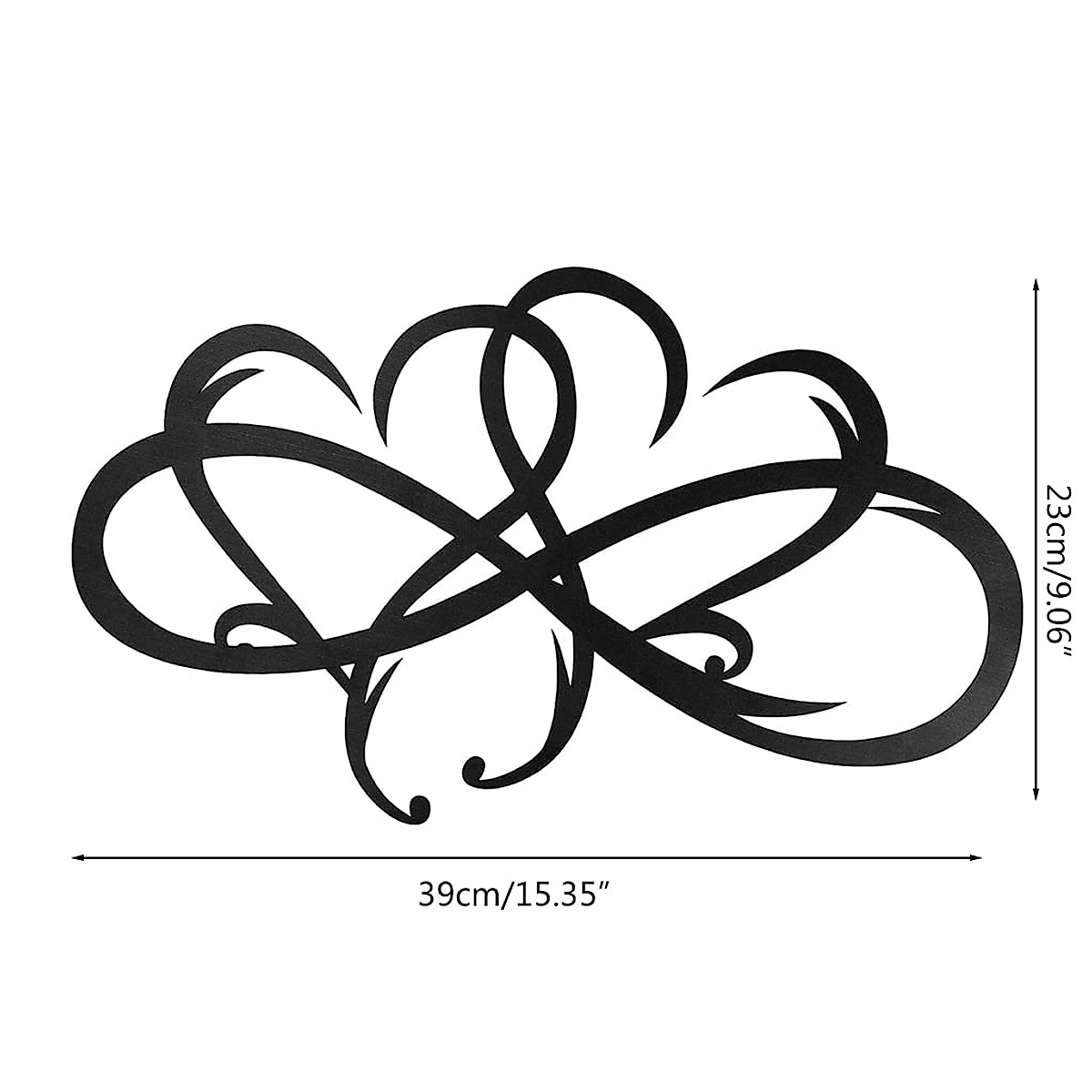 MAOSUO Infinity Heart Wall Decor, Black Metal Wall Art Heart Sign Decor,Wall Yard Art Heart Ornaments for Outdoor Garden Home Living Room Bedroom Decor (Black, double)