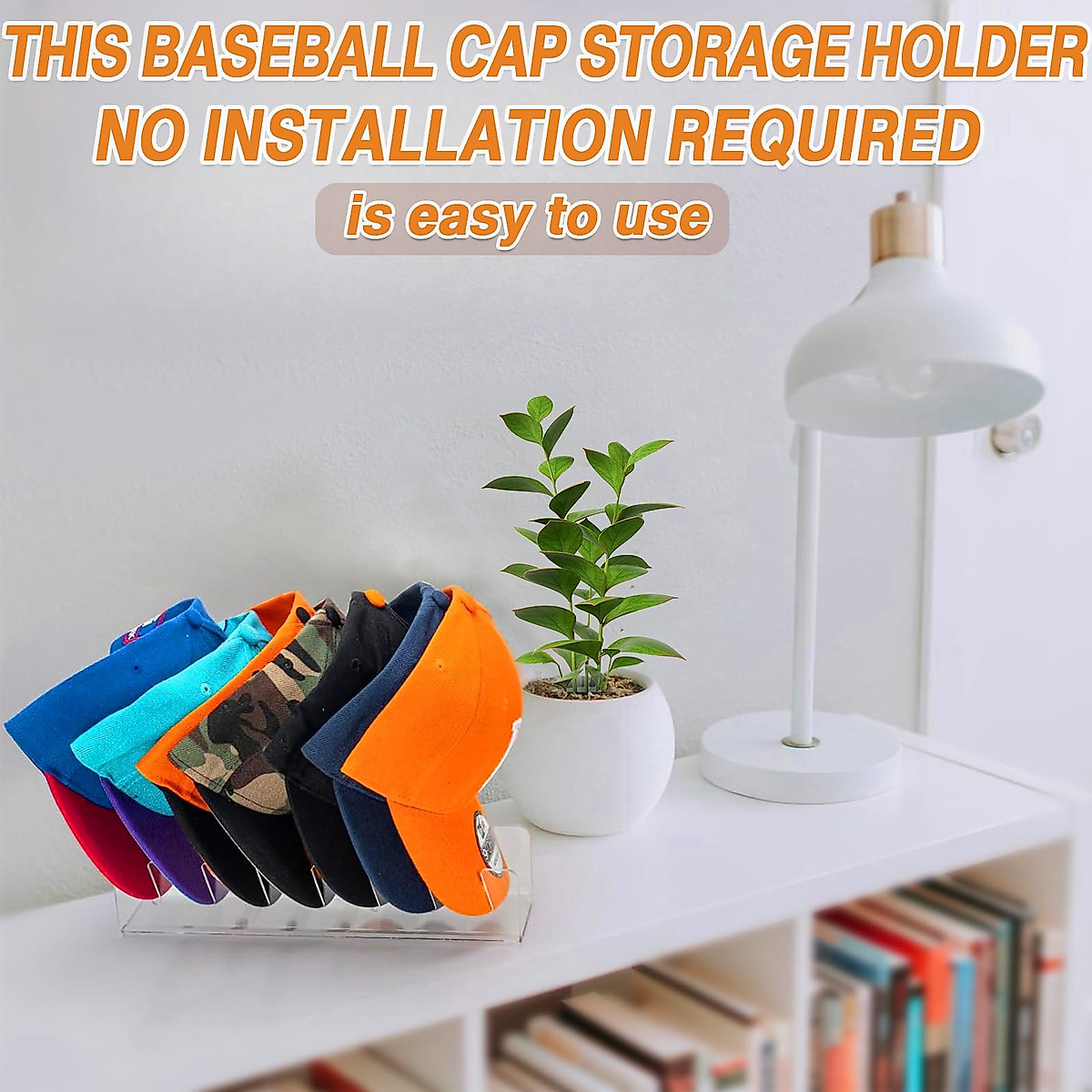 cocog Hat Organizer for Baseball Caps Display and Organizer - 2 Pack, No Install Acrylic Hat Holder for 14 Baseball Caps for Bedroom, Closet, Dresser