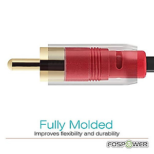 FosPower 3.5mm to RCA Cable (10FT), RCA Audio Cable 24K Gold Plated Male to Male Stereo Aux Cord [Left/Right] Y Splitter Adapter Step Down Design