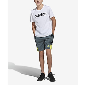 adidas boys Clashing 3-stripes Shorts, Black With Team Royal Blue, 8-15 Years US