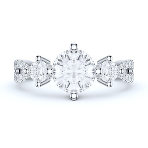 PRSTANI 10K White Gold Pave Spilt Shank 1ct Main Genuine Moissanite Engagement Ring Promise Ring For Women (5)