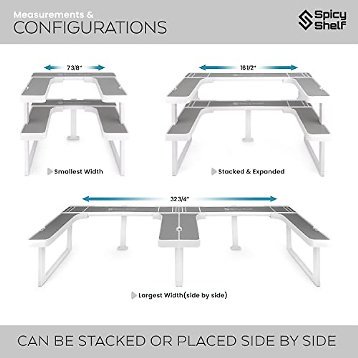 Spicy Shelf Deluxe - Expandable Spice Rack and Stackable Cabinet & Pantry Organizer (1 Set of 2 shelves) - As seen on TV(Spicy Shelf Deluxe)