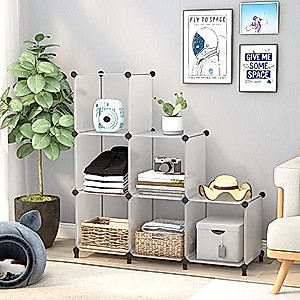 Wolizom Cube Storage Organizer, 6-Cube Semitransparent Closet Storage Shelves, Modular Units, Closet Cabinet, Portable DIY Plastic Book Shelf Shelving for Bedroom, Office, Living Room (12"X12"X12")