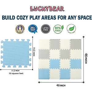 Baby Play Mat Puzzle Exercise PlayMat Foam Flooring Tiles Interlocking Floor Mats for Baby Non-Toxic Soft Waterproof and Thick(0.4" Thickness) Designed for Babies Toddlers Flooring Protector-46”×46”