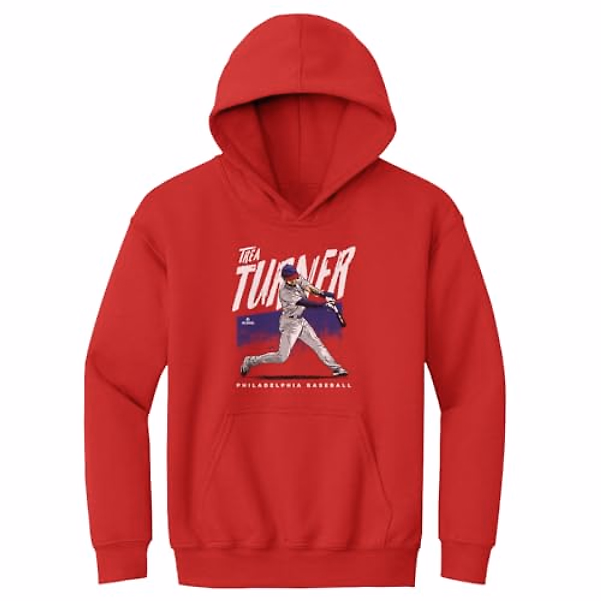 500 LEVEL Trea Turner Youth Sweatshirt (Youth Hoodie, Medium, Red) - Trea Turner Philadelphia Grunge WHT