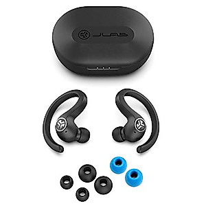 JLab Audio JBuds Air Sport True Wireless Bluetooth Earbuds + Charging Case - Black - IP66 Sweat Resistance - Class 1 Bluetooth 5 (Renewed)