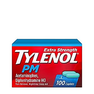 Tylenol PM Extra Strength Pain Reliever & Sleep Aid Caplets, 500 mg Acetaminophen, 100 ct